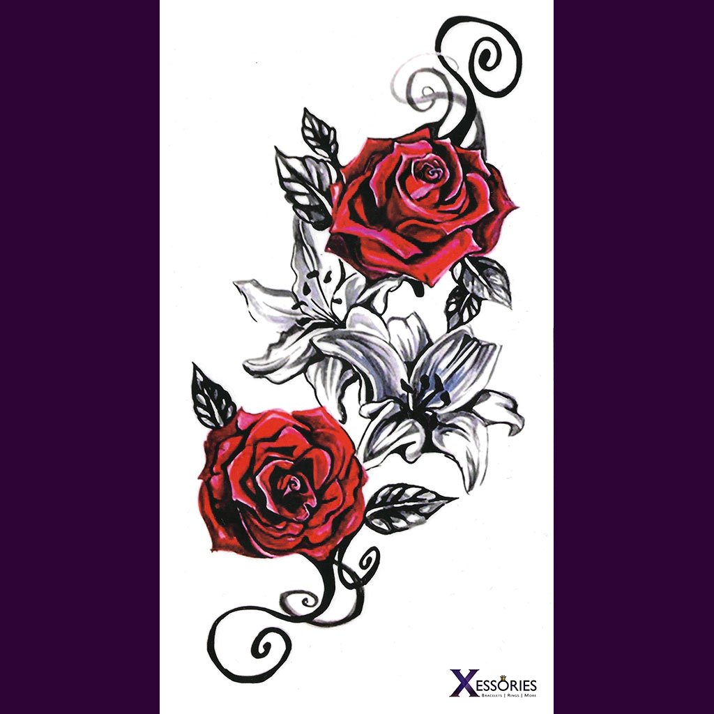 Temporary Tattoos - Roses Large - 21 x 11.5 cm - TX028 - Xessories