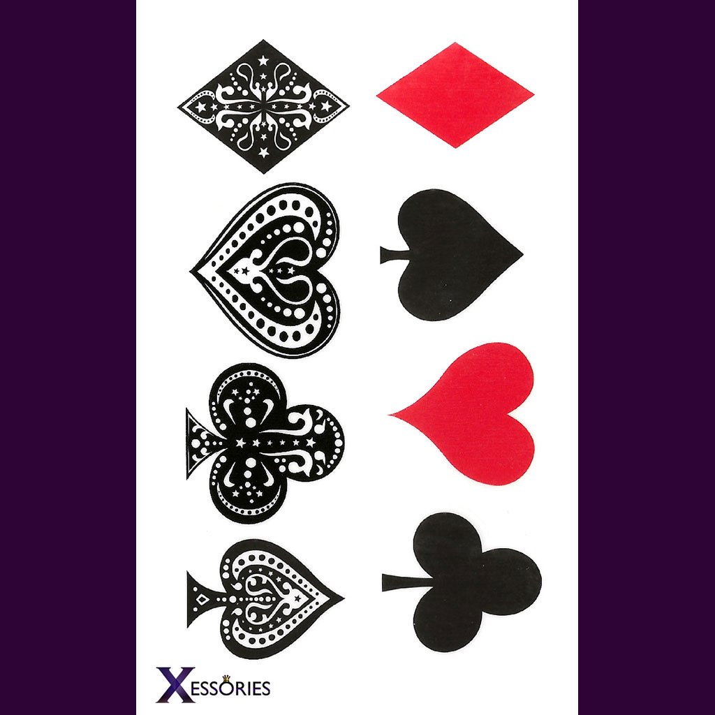 Temporary Tattoos - Playing Cards - 10.5 x 6 cm - TX031 - Xessories