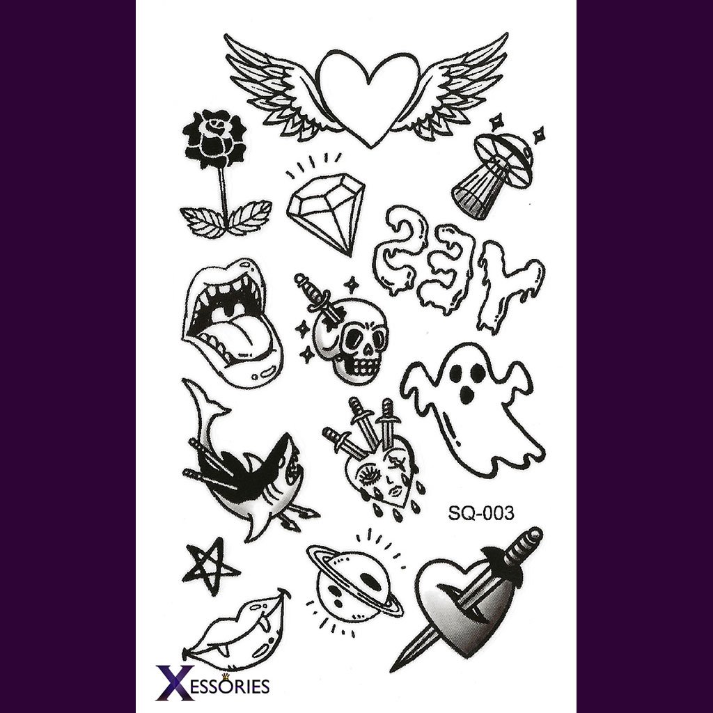 Temporary Tattoos - Evil Doodle Mix - 10.5 x 6 cm - TX041 - Xessories