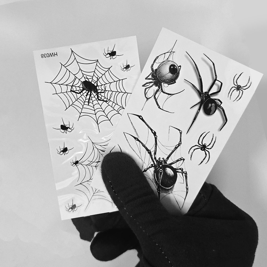Temporary Tattoos - Spiders and Web - Pack of 2 - Mystery Bundle - 10.5 ...